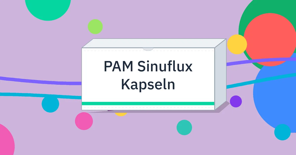 Symbolbild: Packung mit der Aufschrift PAM Sinuflux Kapseln (PZN 20371744) – Verfügbarkeit und Bezug in Apotheken in Frankfurt am Main