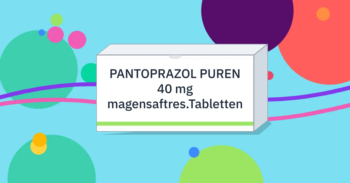 Symbolbild: Packung mit der Aufschrift PANTOPRAZOL PUREN 40 mg magensaftres.Tabletten (PZN 15786348) – Verfügbarkeit und Bezug in Apotheken in Frankfurt am Main