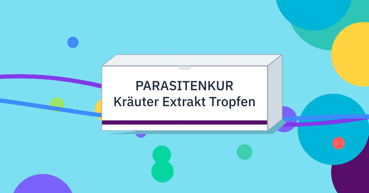 Symbolbild: Packung mit der Aufschrift PARASITENKUR Kräuter Extrakt Tropfen (PZN 17629021) – Verfügbarkeit und Bezug in Apotheken in Frankfurt am Main