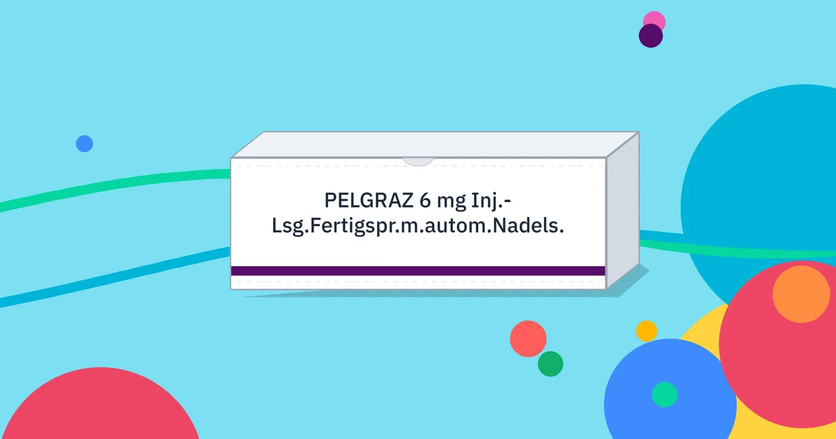 Symbolbild: Packung mit der Aufschrift PELGRAZ 6 mg Inj.-Lsg.Fertigspr.m.autom.Nadels. (PZN 15657378) – Verfügbarkeit und Bezug in Apotheken in Frankfurt am Main