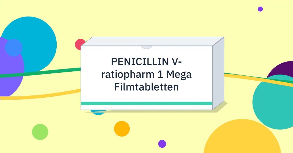 Symbolbild: Packung mit der Aufschrift PENICILLIN V-ratiopharm 1 Mega Filmtabletten (PZN 08730666) – Verfügbarkeit und Bezug in Apotheken in Frankfurt am Main