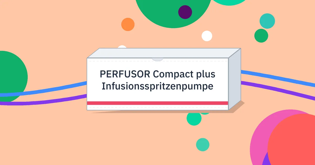 Symbolbild: Packung mit der Aufschrift PERFUSOR Compact plus Infusionsspritzenpumpe (PZN 13567464) – Verfügbarkeit und Bezug in Apotheken in Frankfurt am Main