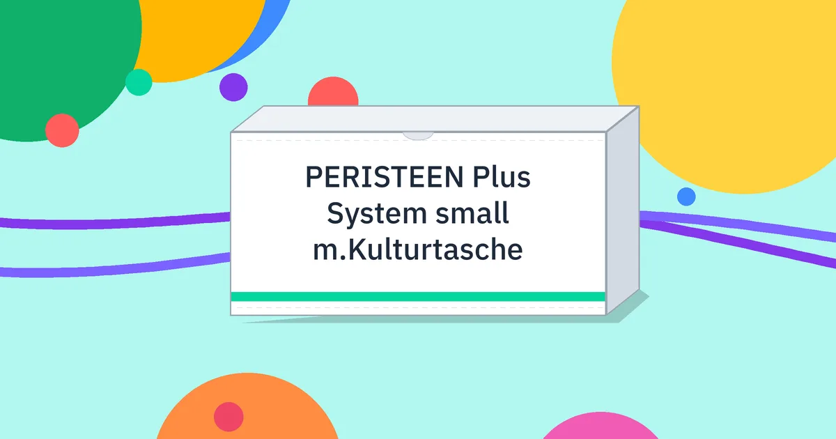 Symbolbild: Packung mit der Aufschrift PERISTEEN Plus System small m.Kulturtasche (PZN 17179368) – Verfügbarkeit und Bezug in Apotheken in Frankfurt am Main