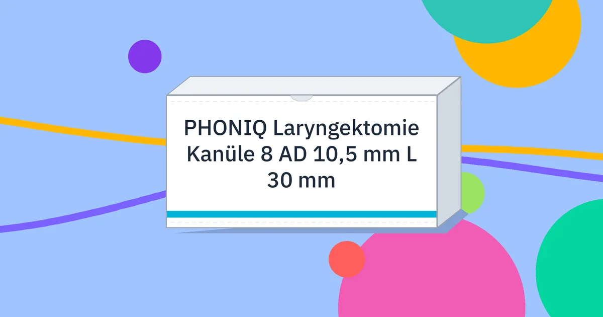 Symbolbild: Packung mit der Aufschrift PHONIQ Laryngektomie Kanüle 8 AD 10,5 mm L 30 mm (PZN 17381638) – Verfügbarkeit und Bezug in Apotheken in Frankfurt am Main