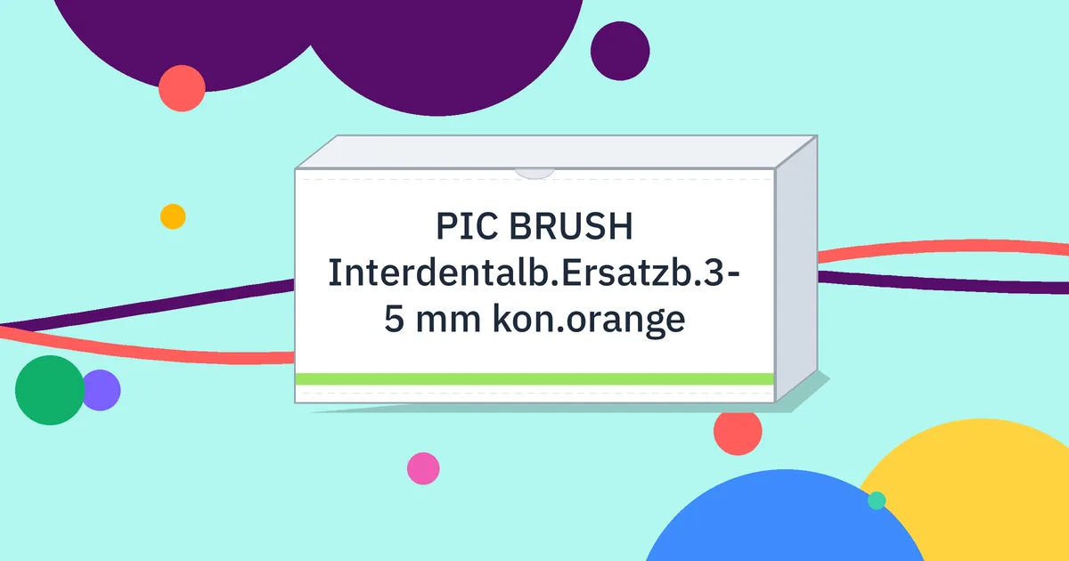 Symbolbild: Packung mit der Aufschrift PIC BRUSH Interdentalb.Ersatzb.3-5 mm kon.orange (PZN 07391251) – Verfügbarkeit und Bezug in Apotheken in Frankfurt am Main