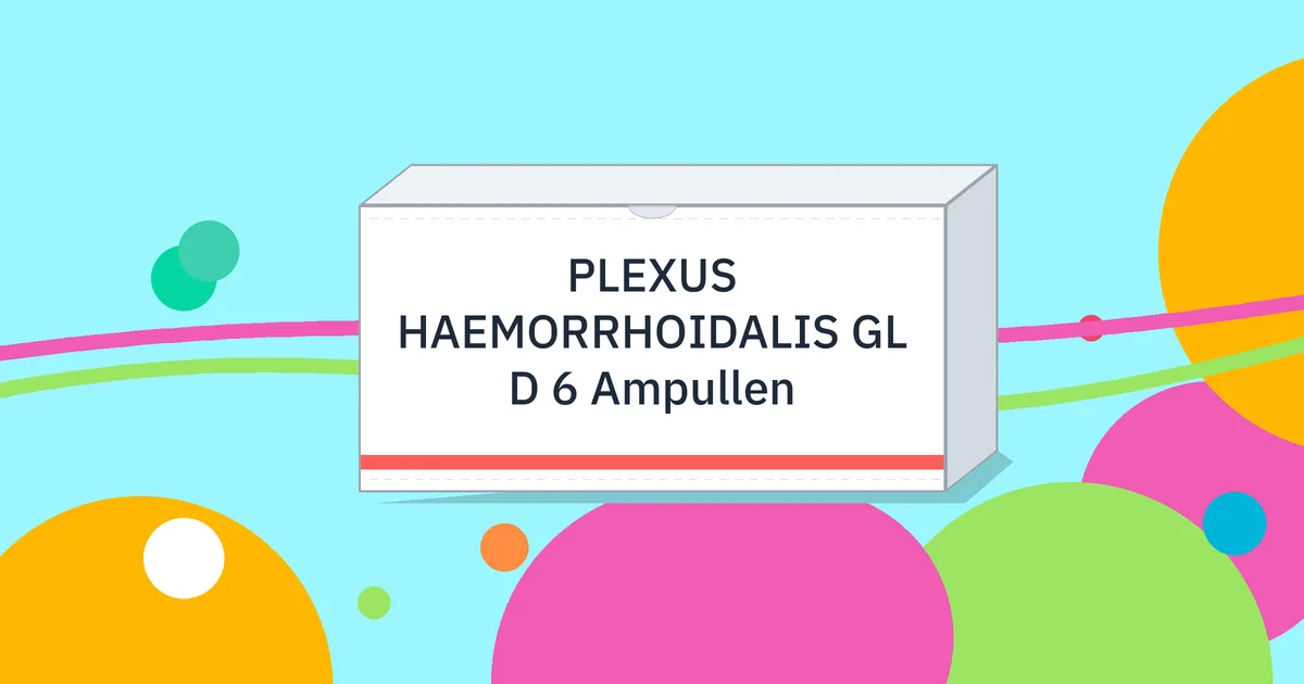 Symbolbild: Packung mit der Aufschrift PLEXUS HAEMORRHOIDALIS GL D 6 Ampullen (PZN 00490814) – Verfügbarkeit und Bezug in Apotheken in Frankfurt am Main