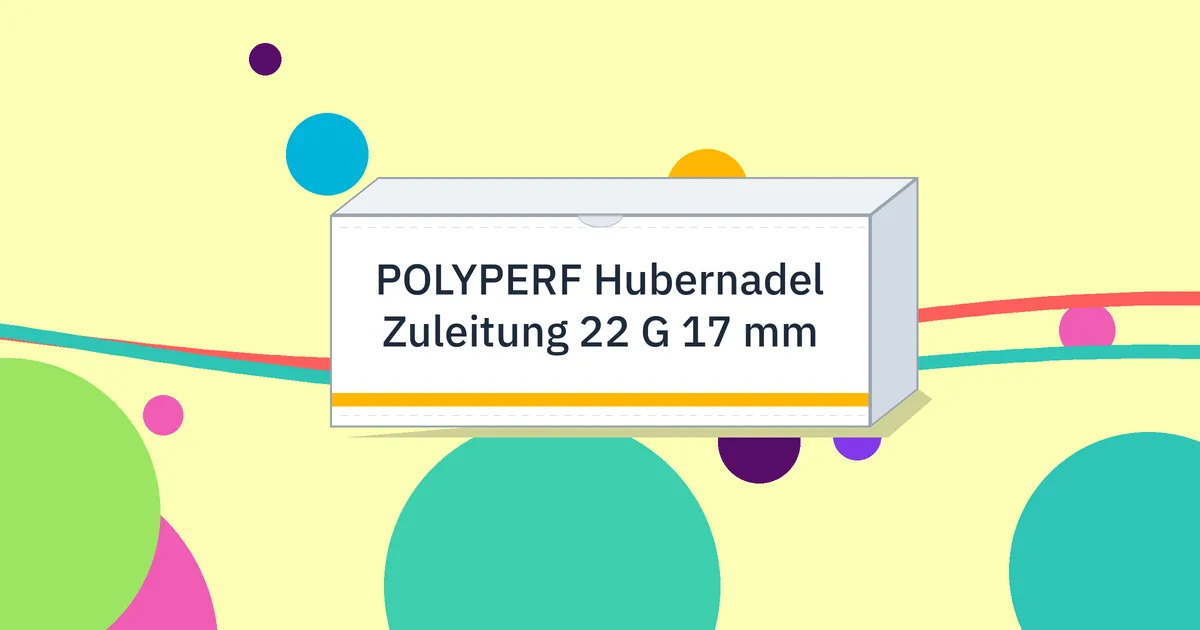 Symbolbild: Packung mit der Aufschrift POLYPERF Hubernadel Zuleitung 22 G 17 mm (PZN 12426023) – Verfügbarkeit und Bezug in Apotheken in Frankfurt am Main