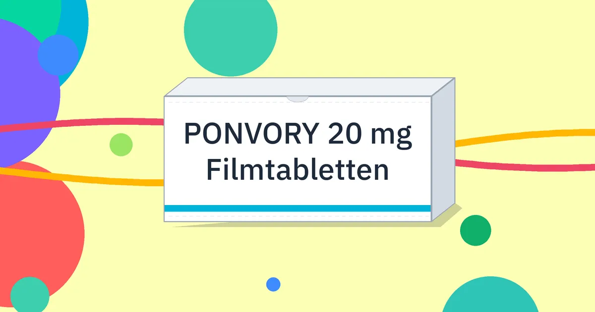 Symbolbild: Packung mit der Aufschrift PONVORY 20 mg Filmtabletten (PZN 19847650) – Verfügbarkeit und Bezug in Apotheken in Frankfurt am Main