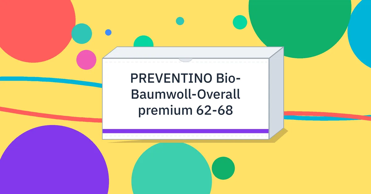 Symbolbild: Packung mit der Aufschrift PREVENTINO Bio-Baumwoll-Overall premium 62-68 (PZN 16895803) – Verfügbarkeit und Bezug in Apotheken in Frankfurt am Main