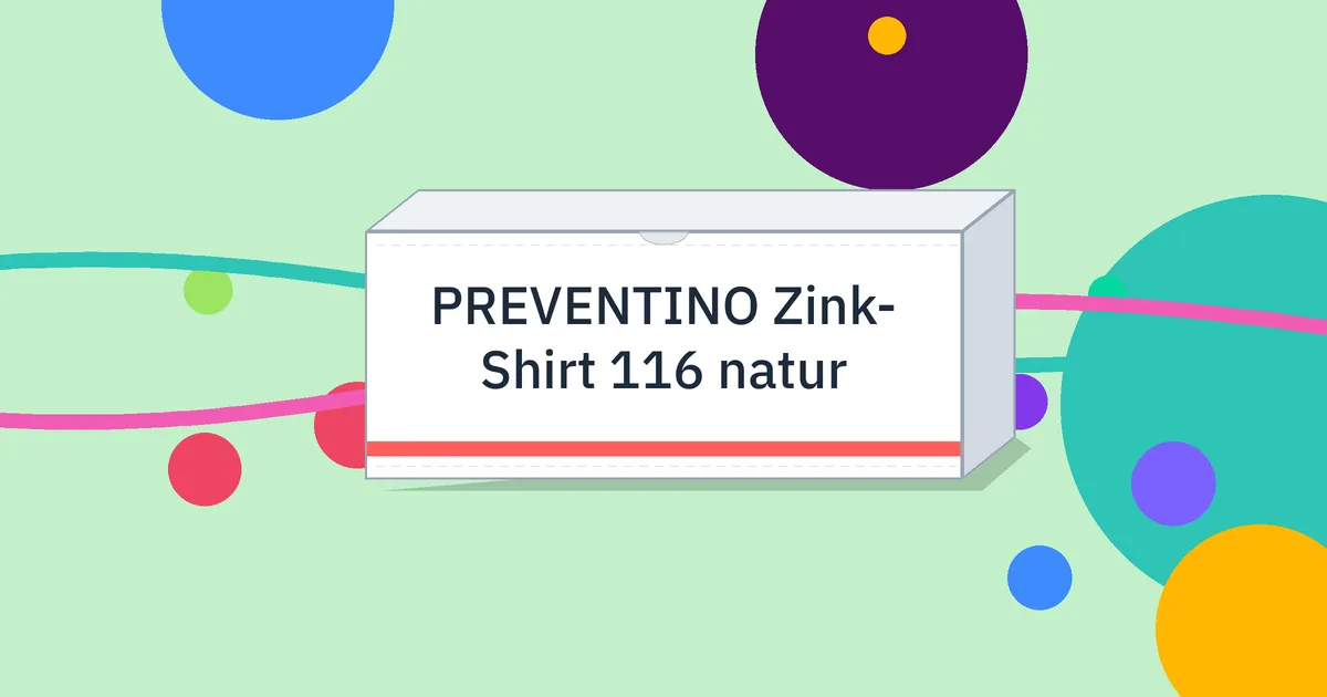 Symbolbild: Packung mit der Aufschrift PREVENTINO Zink-Shirt 116 natur (PZN 12446801) – Verfügbarkeit und Bezug in Apotheken in Frankfurt am Main