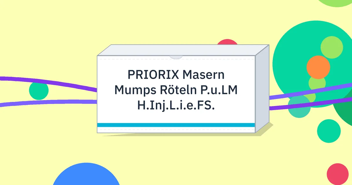 Symbolbild: Packung mit der Aufschrift PRIORIX Masern Mumps Röteln P.u.LM H.Inj.L.i.e.FS. (PZN 08627750) – Verfügbarkeit und Bezug in Apotheken in Frankfurt am Main