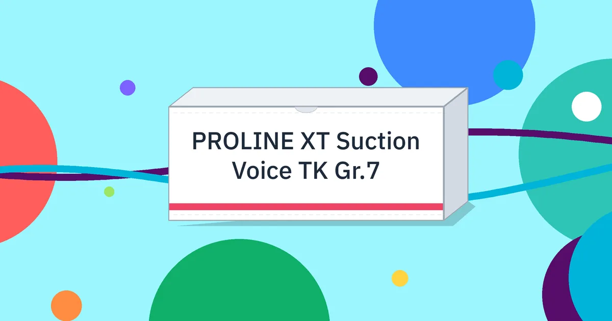 Symbolbild: Packung mit der Aufschrift PROLINE XT Suction Voice TK Gr.7 (PZN 17600081) – Verfügbarkeit und Bezug in Apotheken in Frankfurt am Main