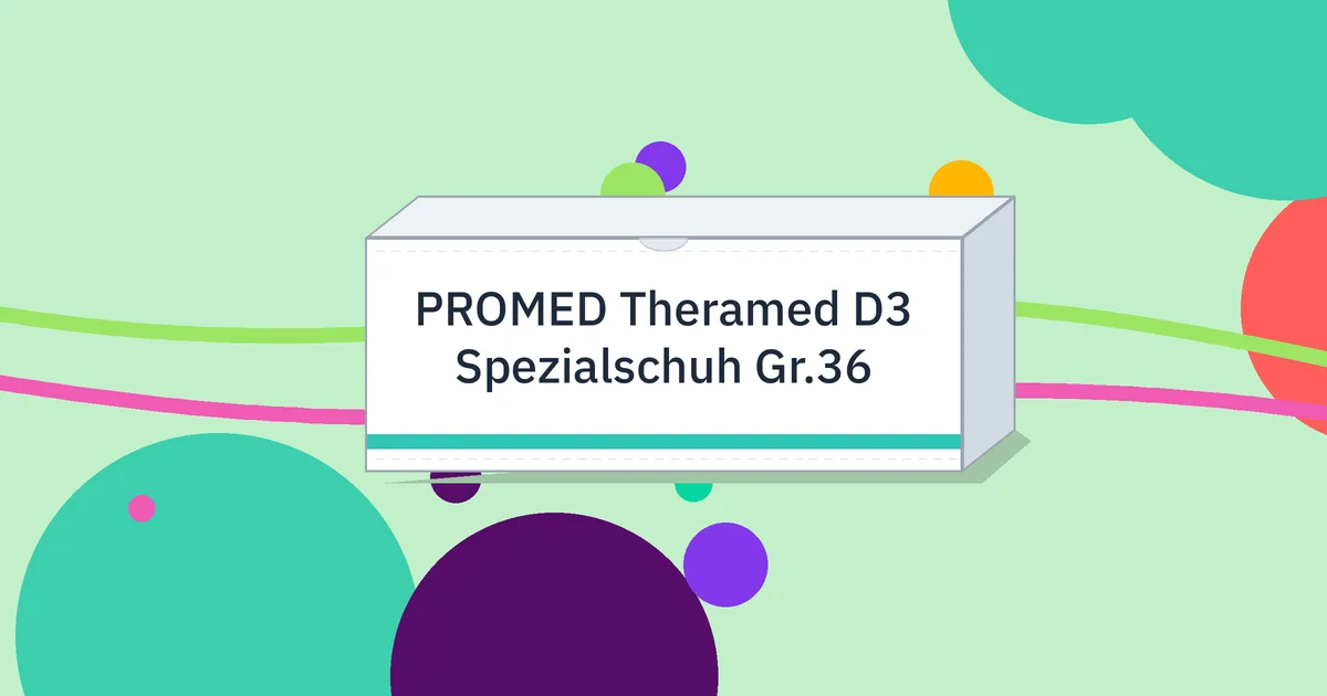 Symbolbild: Packung mit der Aufschrift PROMED Theramed D3 Spezialschuh Gr.36 (PZN 05482274) – Verfügbarkeit und Bezug in Apotheken in Frankfurt am Main