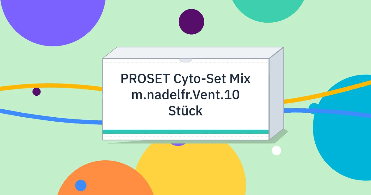Symbolbild: Packung mit der Aufschrift PROSET Cyto-Set Mix m.nadelfr.Vent.10 Stück (PZN 10796514) – Verfügbarkeit und Bezug in Apotheken in Frankfurt am Main