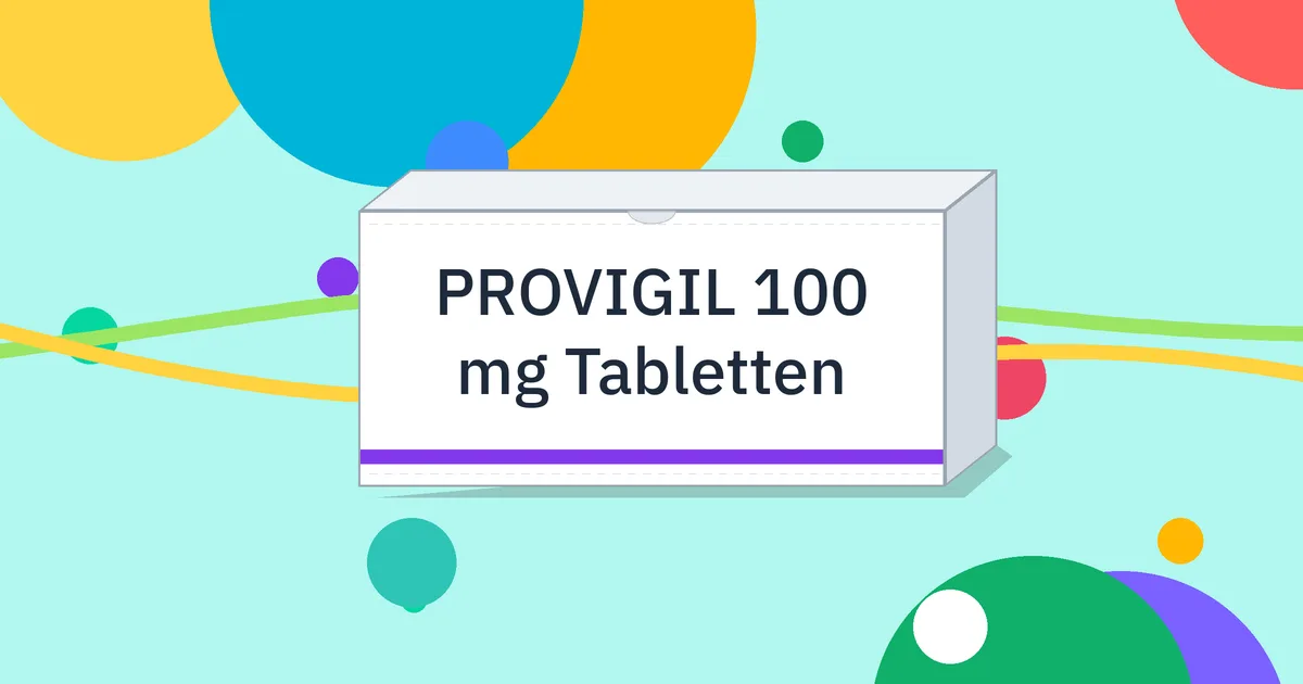 Symbolbild: Packung mit der Aufschrift PROVIGIL 100 mg Tabletten (PZN 12438888) – Verfügbarkeit und Bezug in Apotheken in Frankfurt am Main