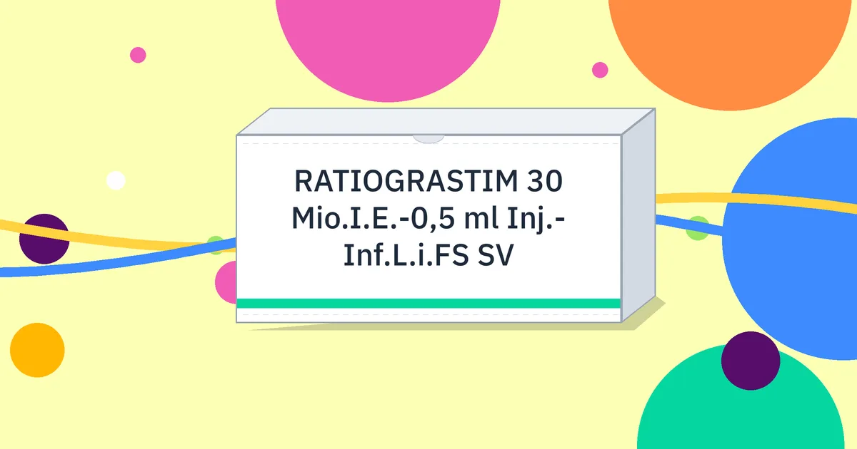 Symbolbild: Packung mit der Aufschrift RATIOGRASTIM 30 Mio.I.E.-0,5 ml Inj.-Inf.L.i.FS SV (PZN 12595978) – Verfügbarkeit und Bezug in Apotheken in Frankfurt am Main