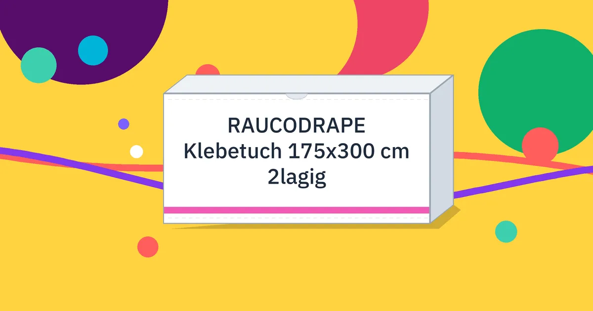 Symbolbild: Packung mit der Aufschrift RAUCODRAPE Klebetuch 175x300 cm 2lagig (PZN 07643304) – Verfügbarkeit und Bezug in Apotheken in Frankfurt am Main