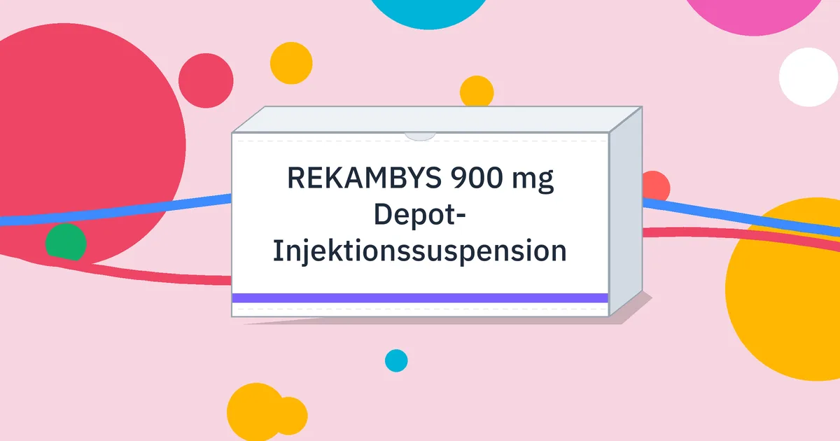 Symbolbild: Packung mit der Aufschrift REKAMBYS 900 mg Depot-Injektionssuspension (PZN 18676175) – Verfügbarkeit und Bezug in Apotheken in Frankfurt am Main