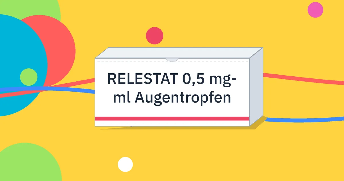 Symbolbild: Packung mit der Aufschrift RELESTAT 0,5 mg-ml Augentropfen (PZN 04351831) – Verfügbarkeit und Bezug in Apotheken in Frankfurt am Main