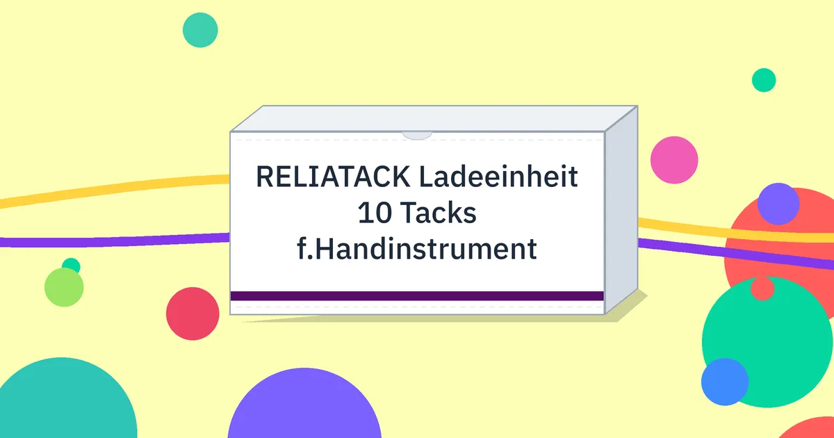Symbolbild: Packung mit der Aufschrift RELIATACK Ladeeinheit 10 Tacks f.Handinstrument (PZN 18258503) – Verfügbarkeit und Bezug in Apotheken in Frankfurt am Main