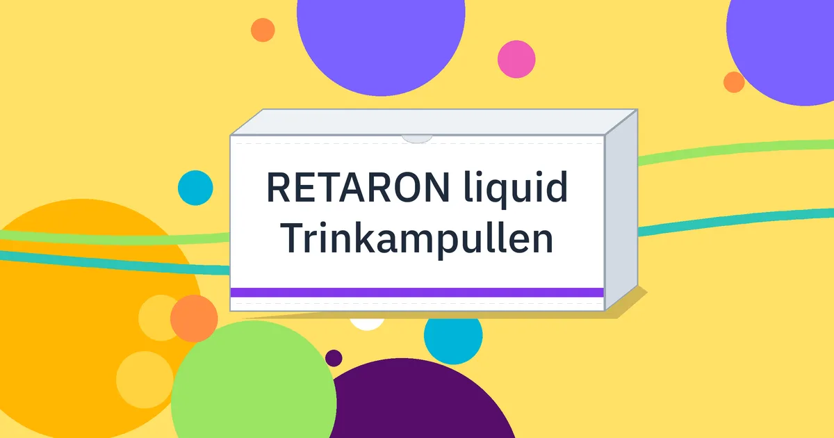 Symbolbild: Packung mit der Aufschrift RETARON liquid Trinkampullen (PZN 10395169) – Verfügbarkeit und Bezug in Apotheken in Frankfurt am Main