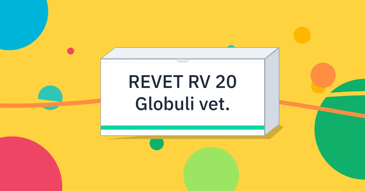 Symbolbild: Packung mit der Aufschrift REVET RV 20 Globuli vet. (PZN 08762703) – Verfügbarkeit und Bezug in Apotheken in Frankfurt am Main