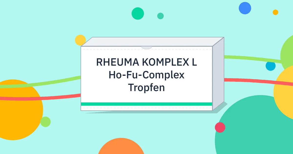 Symbolbild: Packung mit der Aufschrift RHEUMA KOMPLEX L Ho-Fu-Complex Tropfen (PZN 01742761) – Verfügbarkeit und Bezug in Apotheken in Frankfurt am Main