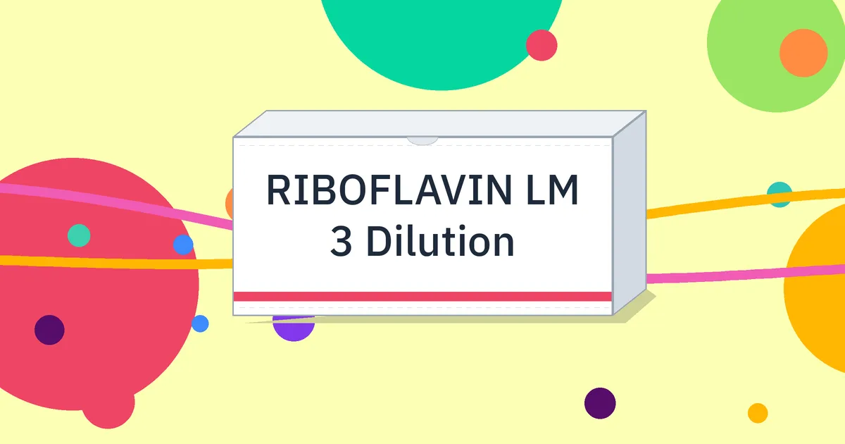 Symbolbild: Packung mit der Aufschrift RIBOFLAVIN LM 3 Dilution (PZN 13054316) – Verfügbarkeit und Bezug in Apotheken in Frankfurt am Main