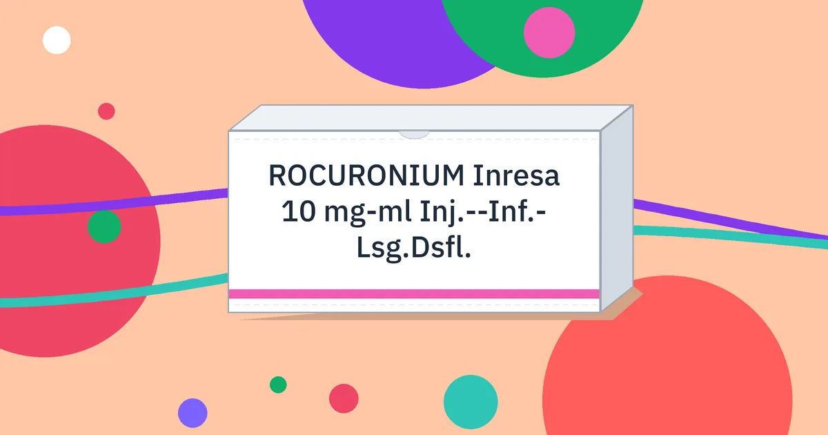 Symbolbild: Packung mit der Aufschrift ROCURONIUM Inresa 10 mg-ml Inj.--Inf.-Lsg.Dsfl. (PZN 08409800) – Verfügbarkeit und Bezug in Apotheken in Frankfurt am Main