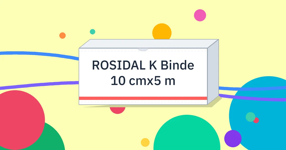 Symbolbild: Packung mit der Aufschrift ROSIDAL K Binde 10 cmx5 m (PZN 20056190) – Verfügbarkeit und Bezug in Apotheken in Frankfurt am Main