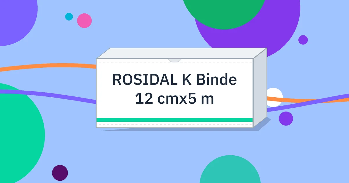 Symbolbild: Packung mit der Aufschrift ROSIDAL K Binde 12 cmx5 m (PZN 04906364) – Verfügbarkeit und Bezug in Apotheken in Frankfurt am Main