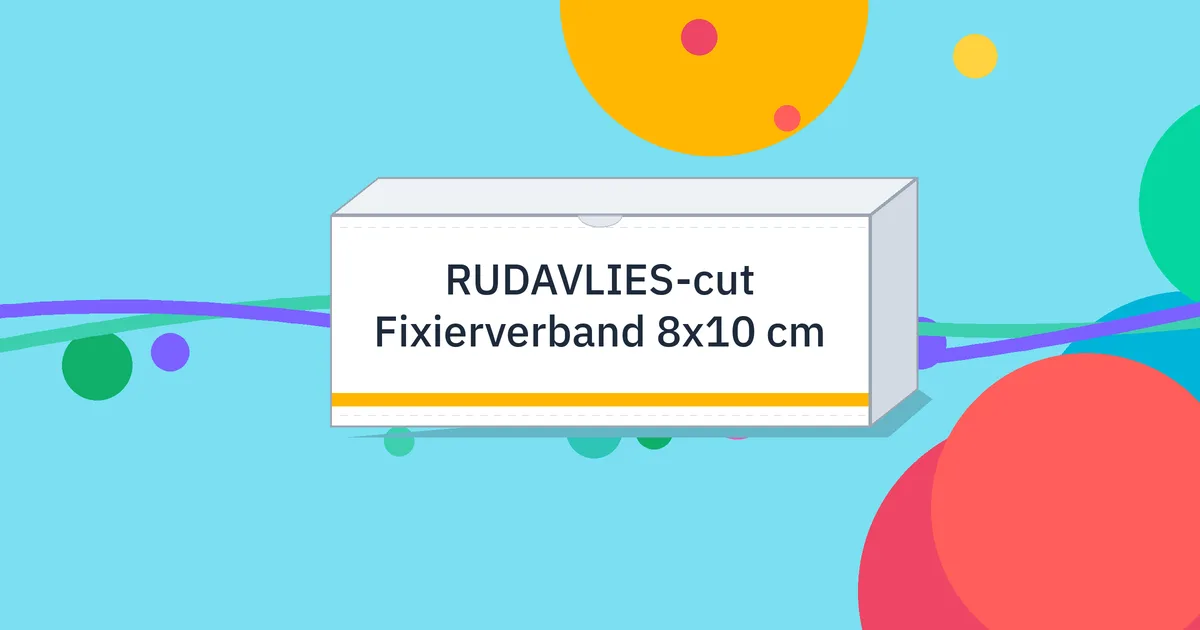 Symbolbild: Packung mit der Aufschrift RUDAVLIES-cut Fixierverband 8x10 cm (PZN 20017764) – Verfügbarkeit und Bezug in Apotheken in Frankfurt am Main
