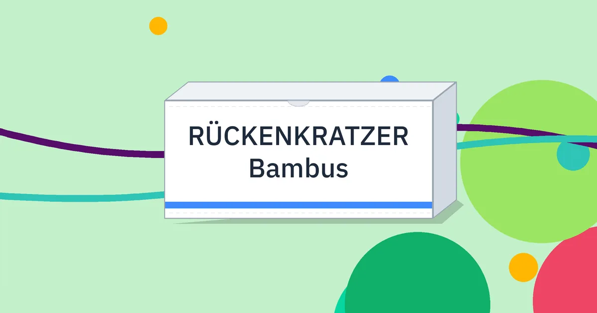 Symbolbild: Packung mit der Aufschrift RÜCKENKRATZER Bambus (PZN 09606371) – Verfügbarkeit und Bezug in Apotheken in Frankfurt am Main