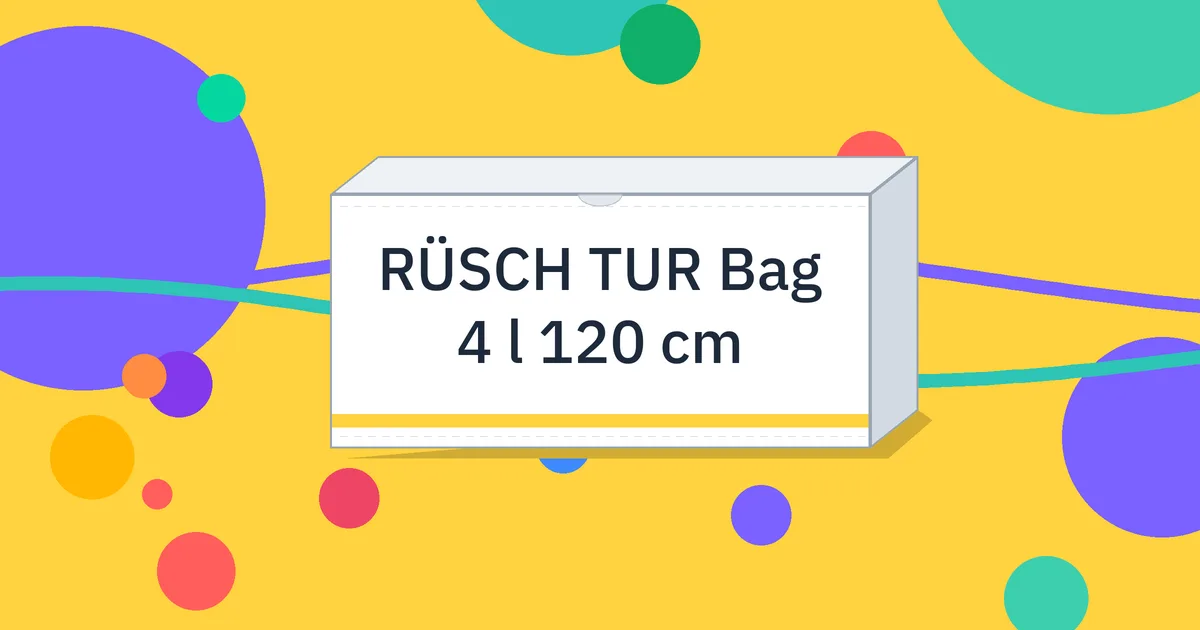 Symbolbild: Packung mit der Aufschrift RÜSCH TUR Bag 4 l 120 cm (PZN 09482420) – Verfügbarkeit und Bezug in Apotheken in Frankfurt am Main