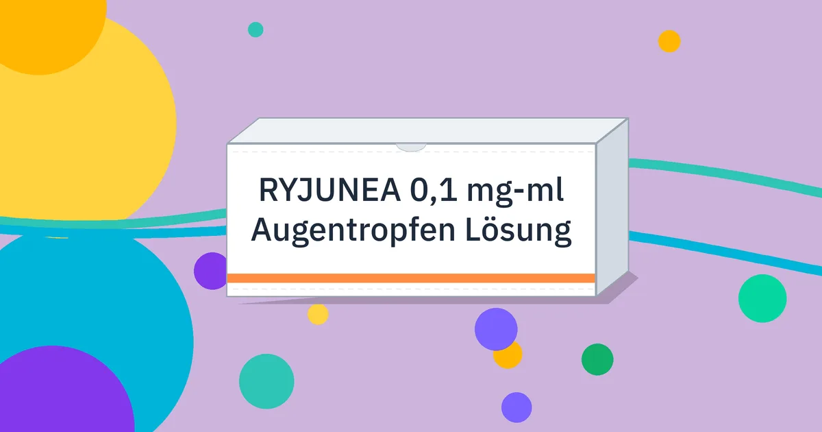 Symbolbild: Packung mit der Aufschrift RYJUNEA 0,1 mg-ml Augentropfen Lösung (PZN 19731166) – Verfügbarkeit und Bezug in Apotheken in Frankfurt am Main
