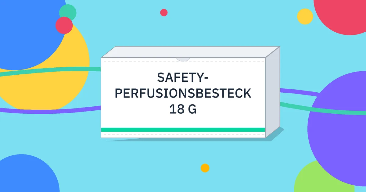 Symbolbild: Packung mit der Aufschrift SAFETY-PERFUSIONSBESTECK 18 G (PZN 02087324) – Verfügbarkeit und Bezug in Apotheken in Frankfurt am Main