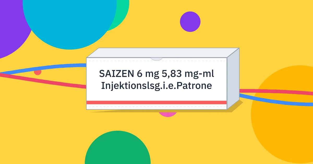Symbolbild: Packung mit der Aufschrift SAIZEN 6 mg 5,83 mg-ml Injektionslsg.i.e.Patrone (PZN 07776672) – Verfügbarkeit und Bezug in Apotheken in Frankfurt am Main