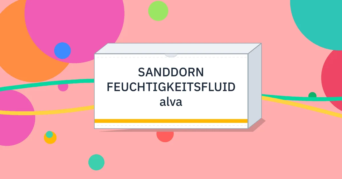 Symbolbild: Packung mit der Aufschrift SANDDORN FEUCHTIGKEITSFLUID alva (PZN 11258061) – Verfügbarkeit und Bezug in Apotheken in Frankfurt am Main