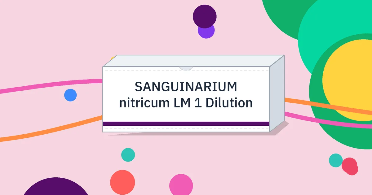 Symbolbild: Packung mit der Aufschrift SANGUINARIUM nitricum LM 1 Dilution (PZN 13181569) – Verfügbarkeit und Bezug in Apotheken in Frankfurt am Main