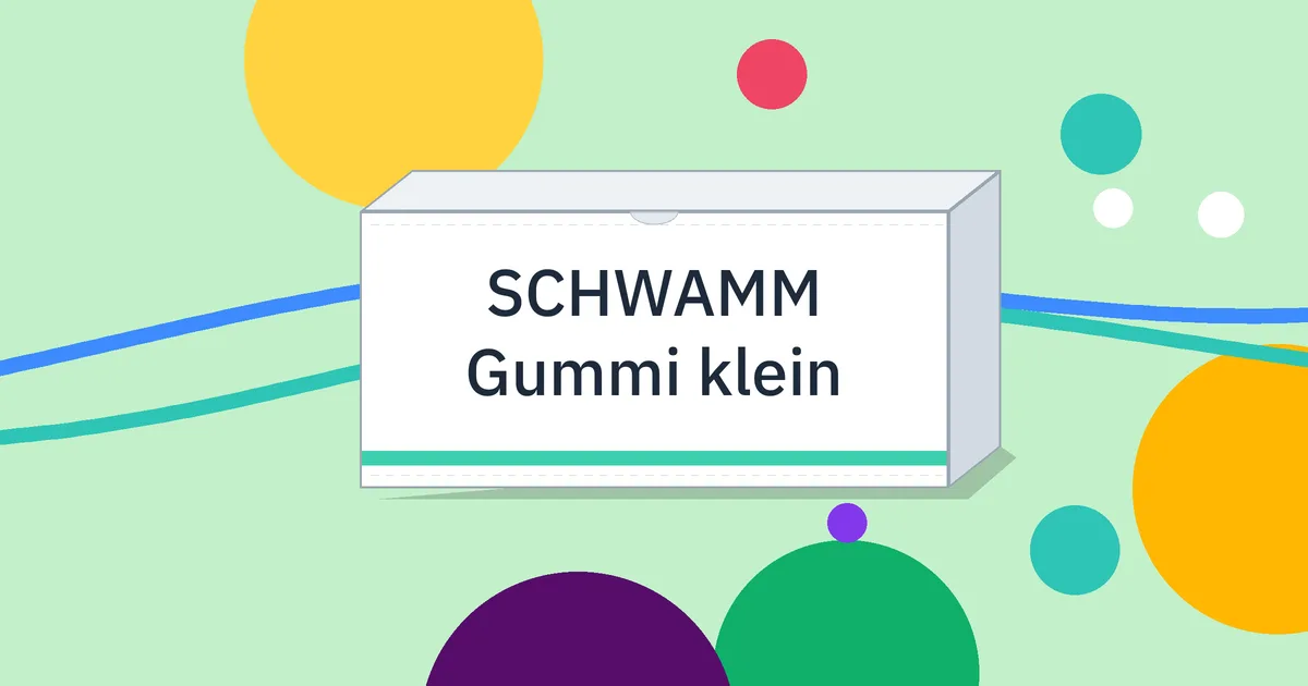 Symbolbild: Packung mit der Aufschrift SCHWAMM Gummi klein (PZN 01741052) – Verfügbarkeit und Bezug in Apotheken in Frankfurt am Main