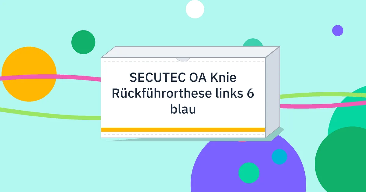 Symbolbild: Packung mit der Aufschrift SECUTEC OA Knie Rückführorthese links 6 blau (PZN 14254224) – Verfügbarkeit und Bezug in Apotheken in Frankfurt am Main