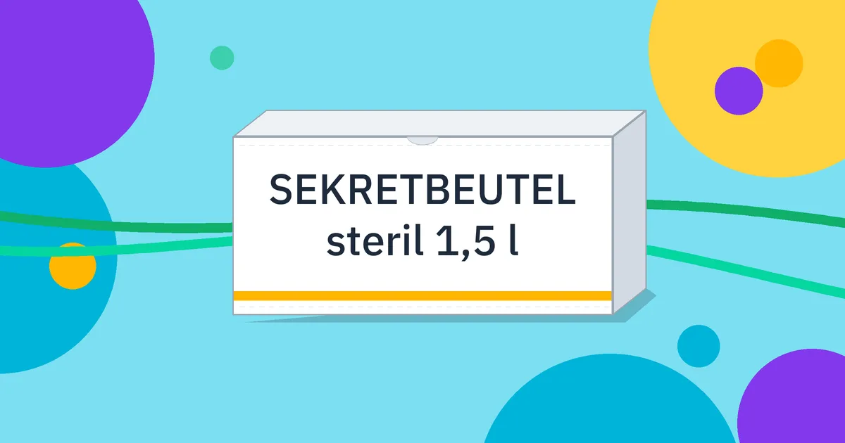Symbolbild: Packung mit der Aufschrift SEKRETBEUTEL steril 1,5 l (PZN 13417397) – Verfügbarkeit und Bezug in Apotheken in Frankfurt am Main