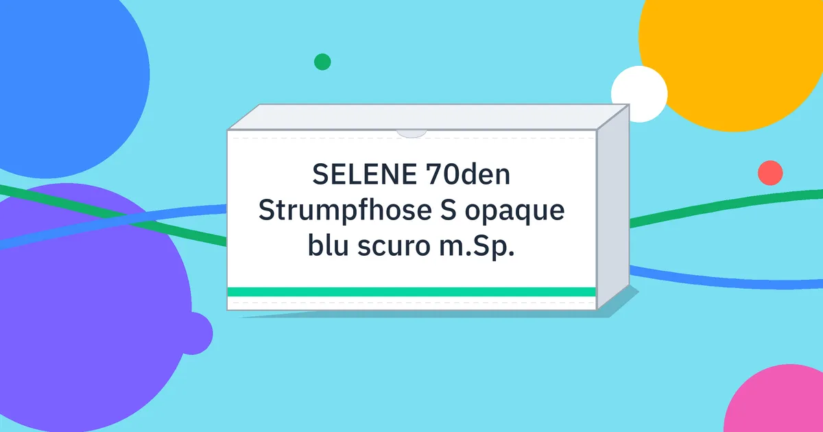 Symbolbild: Packung mit der Aufschrift SELENE 70den Strumpfhose S opaque blu scuro m.Sp. (PZN 16173659) – Verfügbarkeit und Bezug in Apotheken in Frankfurt am Main