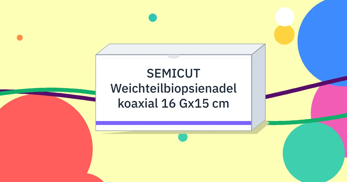 Symbolbild: Packung mit der Aufschrift SEMICUT Weichteilbiopsienadel koaxial 16 Gx15 cm (PZN 19736123) – Verfügbarkeit und Bezug in Apotheken in Frankfurt am Main