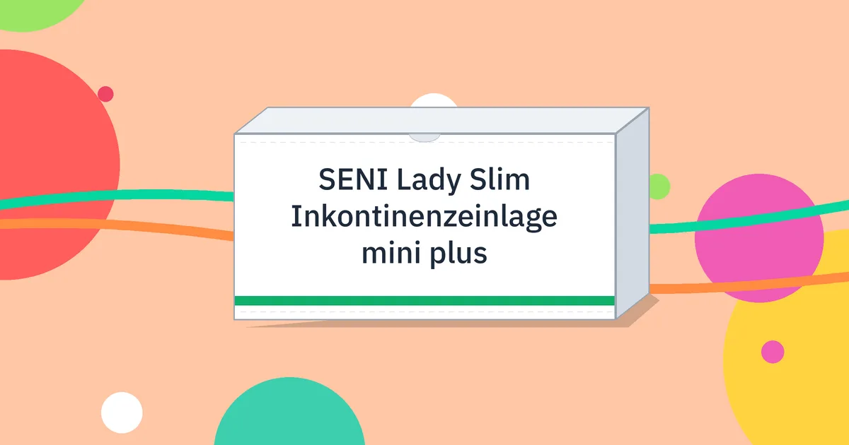 Symbolbild: Packung mit der Aufschrift SENI Lady Slim Inkontinenzeinlage mini plus (PZN 16617493) – Verfügbarkeit und Bezug in Apotheken in Frankfurt am Main