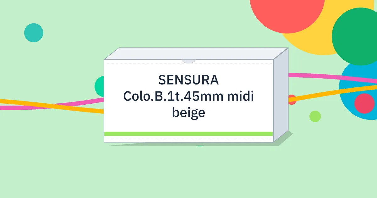 Symbolbild: Packung mit der Aufschrift SENSURA Colo.B.1t.45mm midi beige (PZN 03009289) – Verfügbarkeit und Bezug in Apotheken in Frankfurt am Main