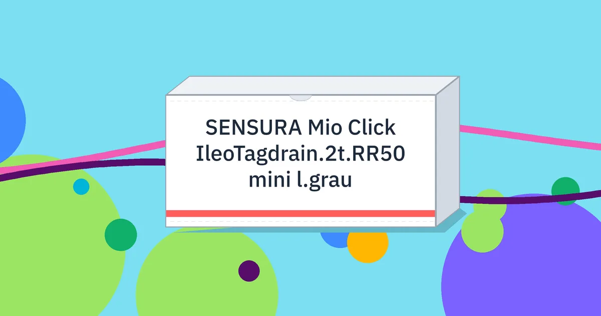 Symbolbild: Packung mit der Aufschrift SENSURA Mio Click IleoTagdrain.2t.RR50 mini l.grau (PZN 12615043) – Verfügbarkeit und Bezug in Apotheken in Frankfurt am Main