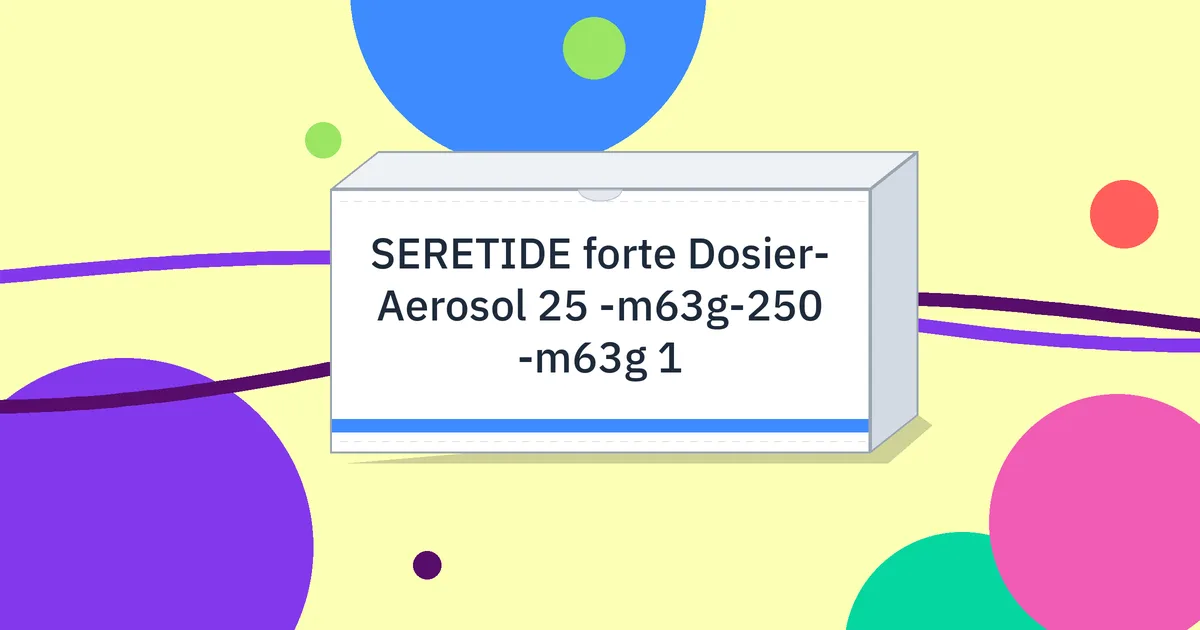 Symbolbild: Packung mit der Aufschrift SERETIDE forte Dosier-Aerosol 25 -m63g-250 -m63g 1 (PZN 18734889) – Verfügbarkeit und Bezug in Apotheken in Frankfurt am Main