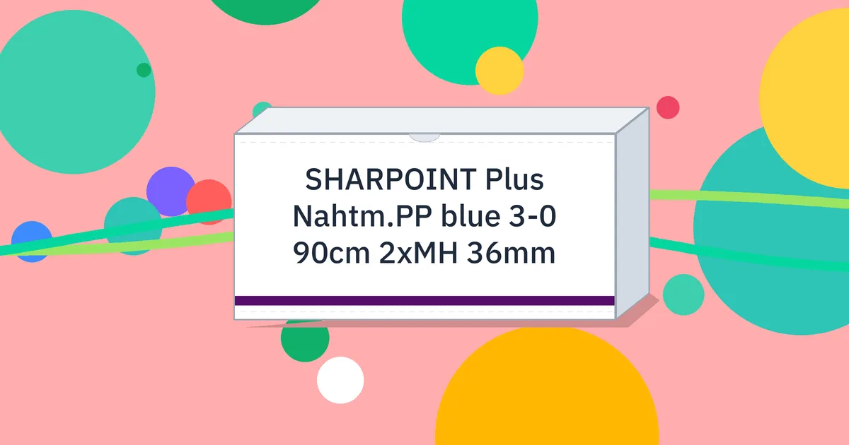 Symbolbild: Packung mit der Aufschrift SHARPOINT Plus Nahtm.PP blue 3-0 90cm 2xMH 36mm (PZN 17986181) – Verfügbarkeit und Bezug in Apotheken in Frankfurt am Main