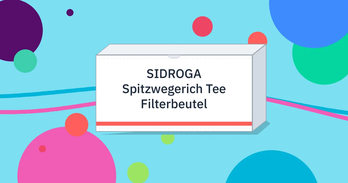 Symbolbild: Packung mit der Aufschrift SIDROGA Spitzwegerich Tee Filterbeutel (PZN 01906501) – Verfügbarkeit und Bezug in Apotheken in Frankfurt am Main